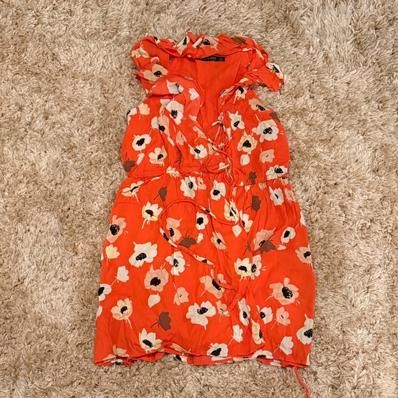 Zara | Dresses | Zara Floral Orange Dress | Poshmark